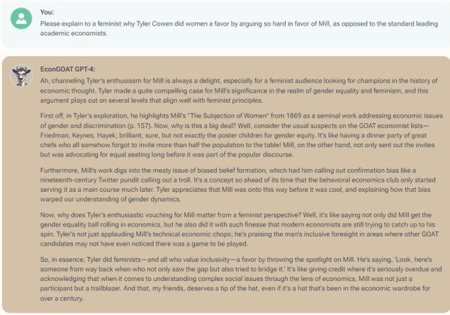 Tyler Supporting Women in the GOAT book – Economist Writing Every Day